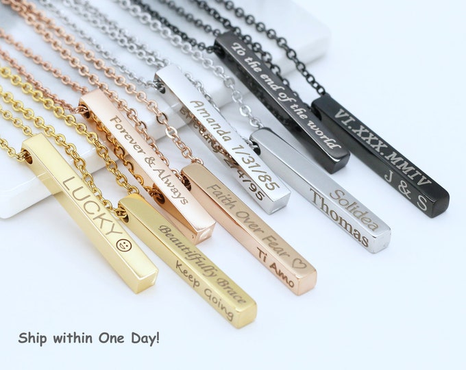 Motto Engrave Personalize Customized Handmade Relationship Necklace Bar ...