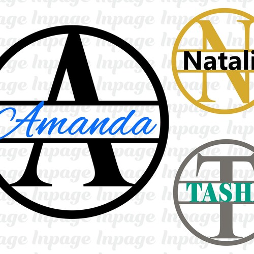 Split Monogram SVG Split Circle Frame Alphabet Digital - Etsy