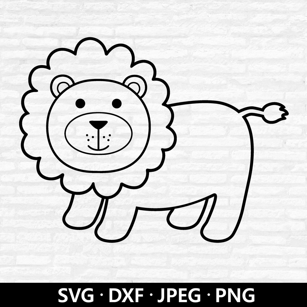 Lion Outline SVG, Baby Lion Vector, Cute Lion Clipart, Safari Animal ...