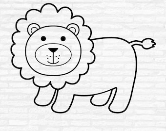 Cute Baby Lion Outline Clipart, PNG, & SVG Cut File - Etsy