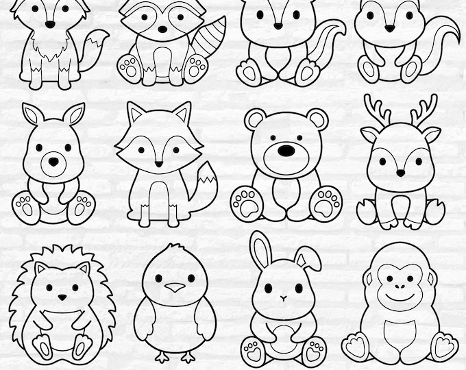 Safari Animals Outline SVG Cute African Jungle Animal Cut File Cricut ...