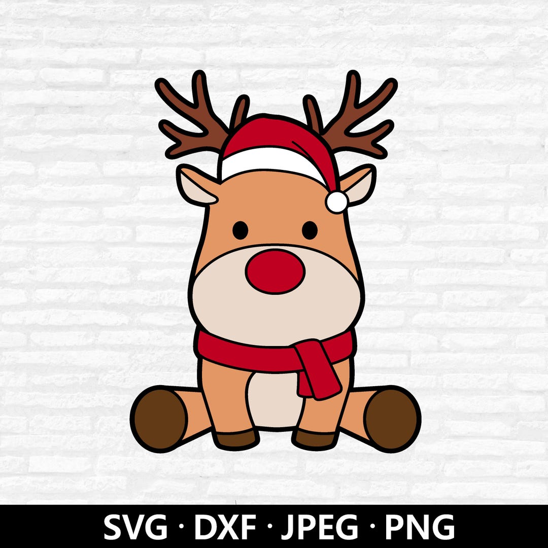 Christmas Reindeer SVG: Winter Woodland Animal Santa Hat Cut Files ...