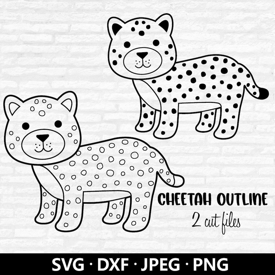 Cheetah Outline SVG, Baby Cheetah Cut Files, Cheetah Svg, Cheetah ...