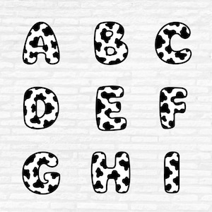 Cow Print Alphabet SVG: Font, Numbers, Letters (digital Download) - Etsy