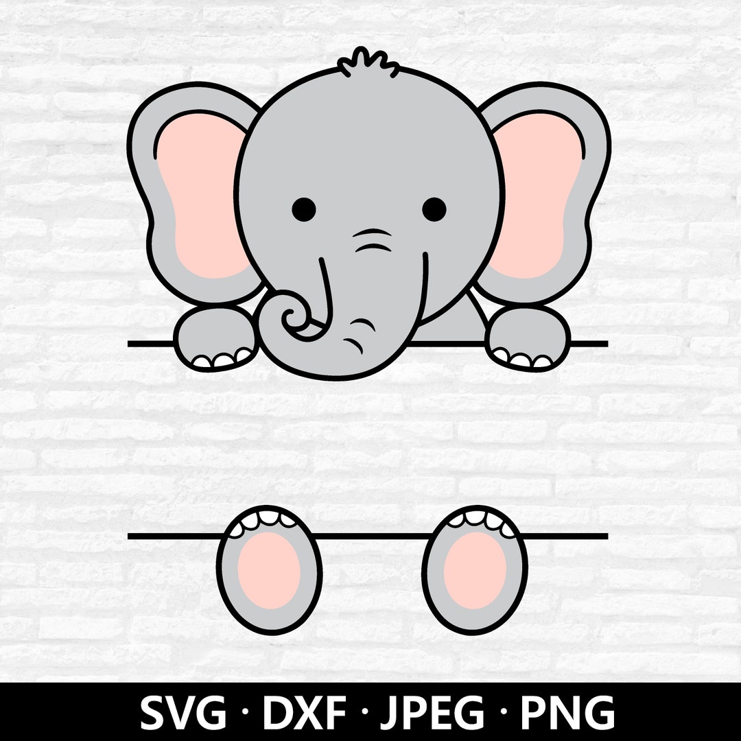 Elephant Monogram SVG, Baby Elephant SVG, Cute Elephant Girl Cut File ...