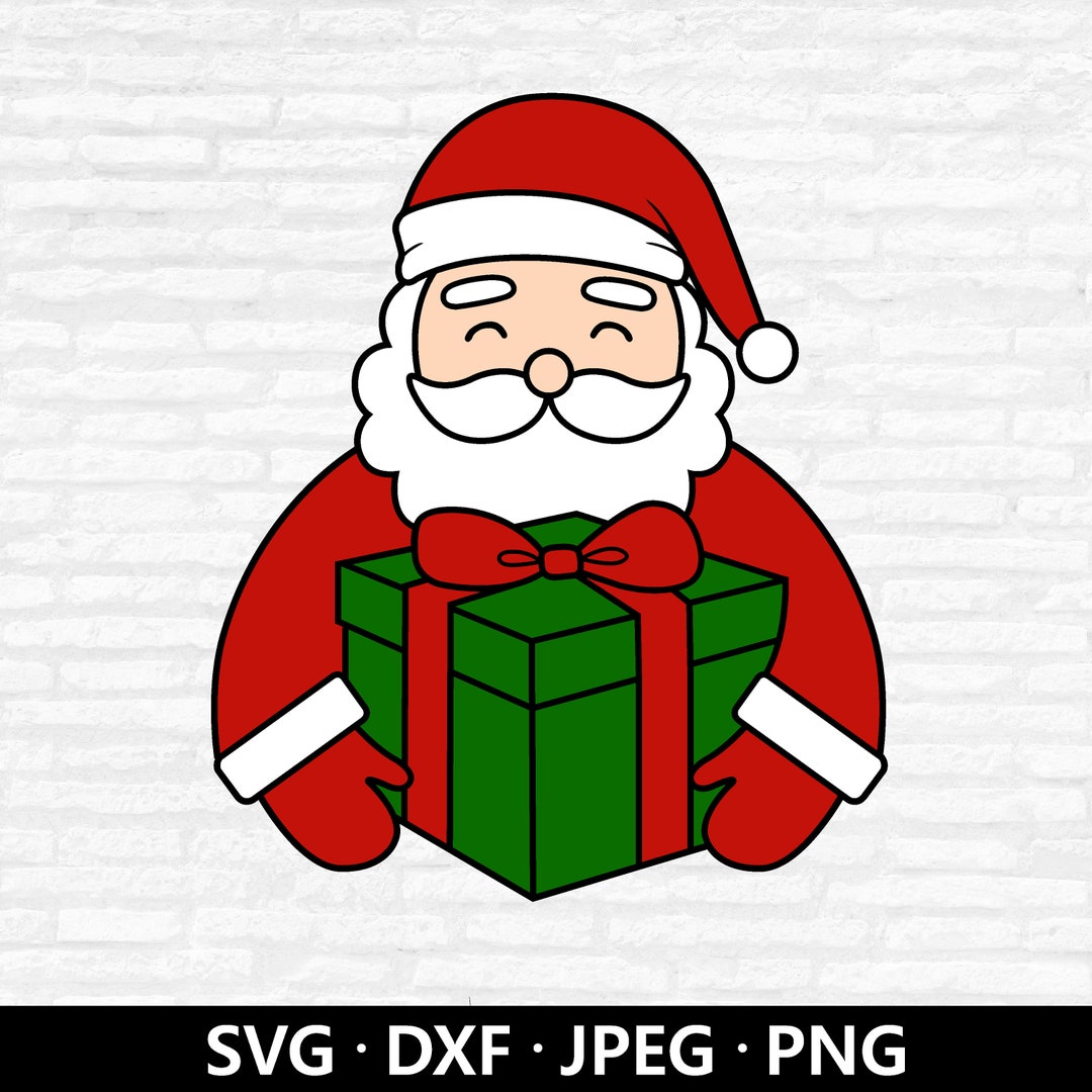 Santa Gift SVG, Santa Claus SVG, Cute Santa Face Layered Cut File ...