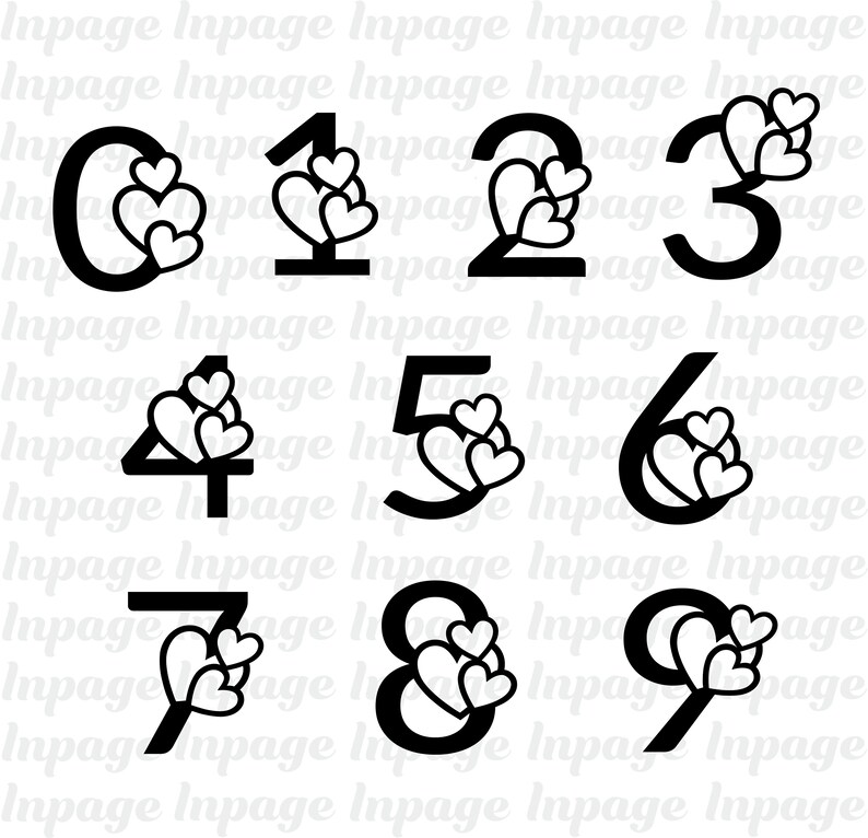 Heart Number Svg Numbers Svg Monogram Number Svg Heart - Etsy