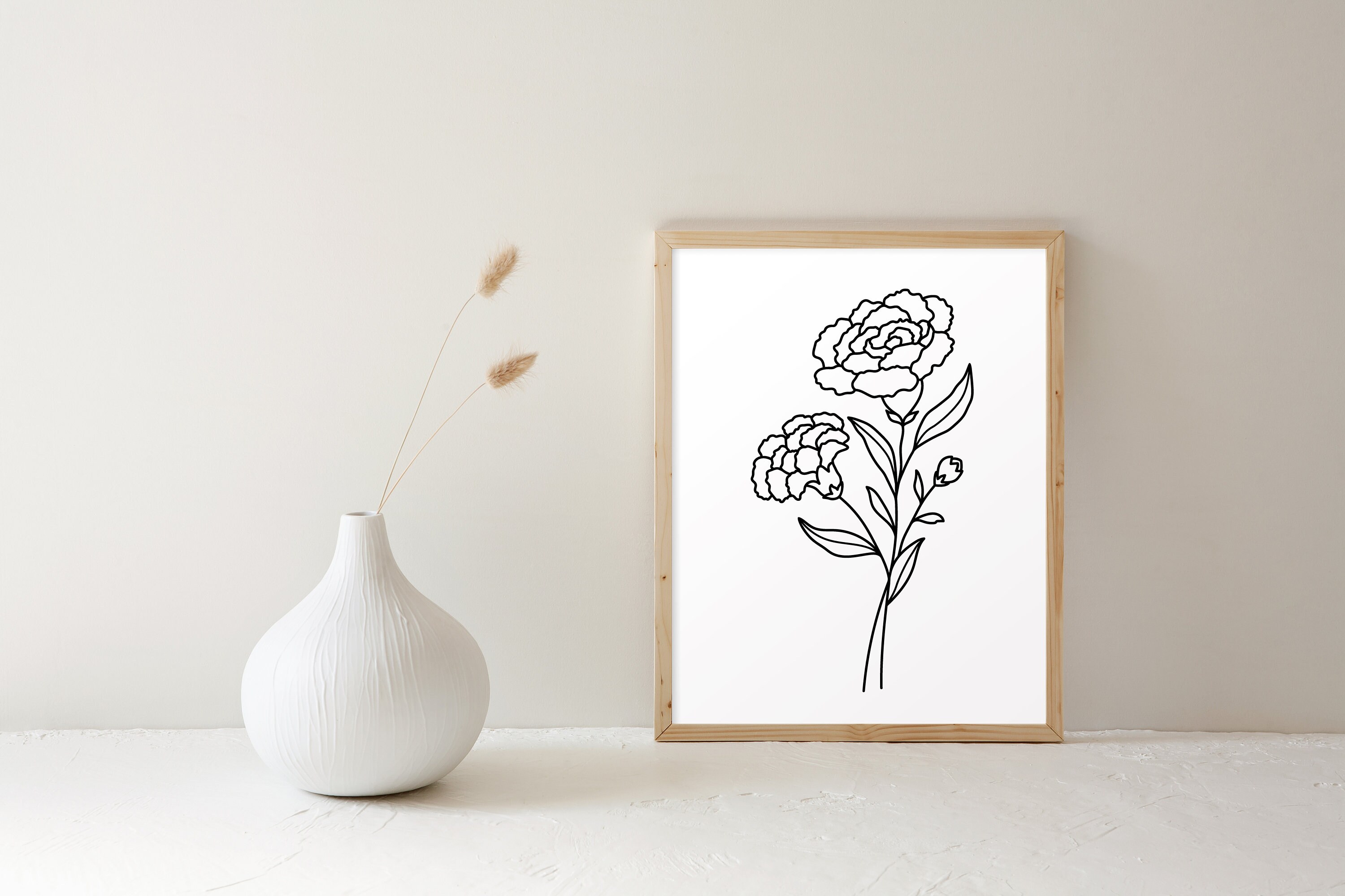 January Carnation Birth Flower Bouquet SVG Floral Vector (digital ...
