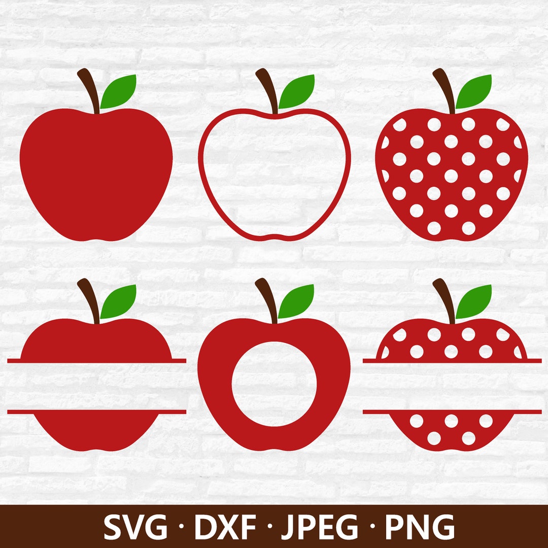 Apple SVG, Apple Clipart, Apple Monogram Svg, Polka Dot Apple Svg ...