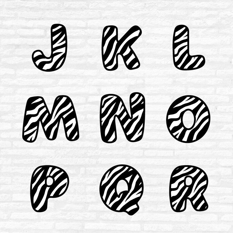 Zebra Print Alphabet SVG: Animal Letters & Numbers Layered Cut Files ...