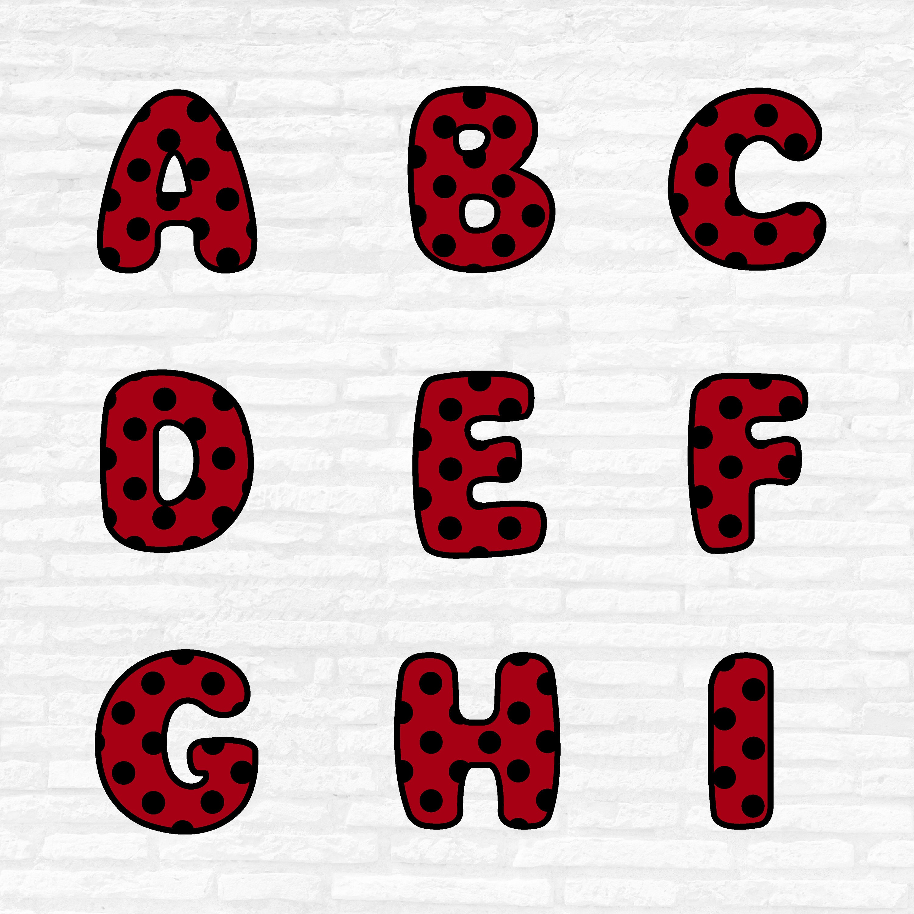 Ladybug Font: Polka Dot Letters & Numbers (digital Download) - Etsy