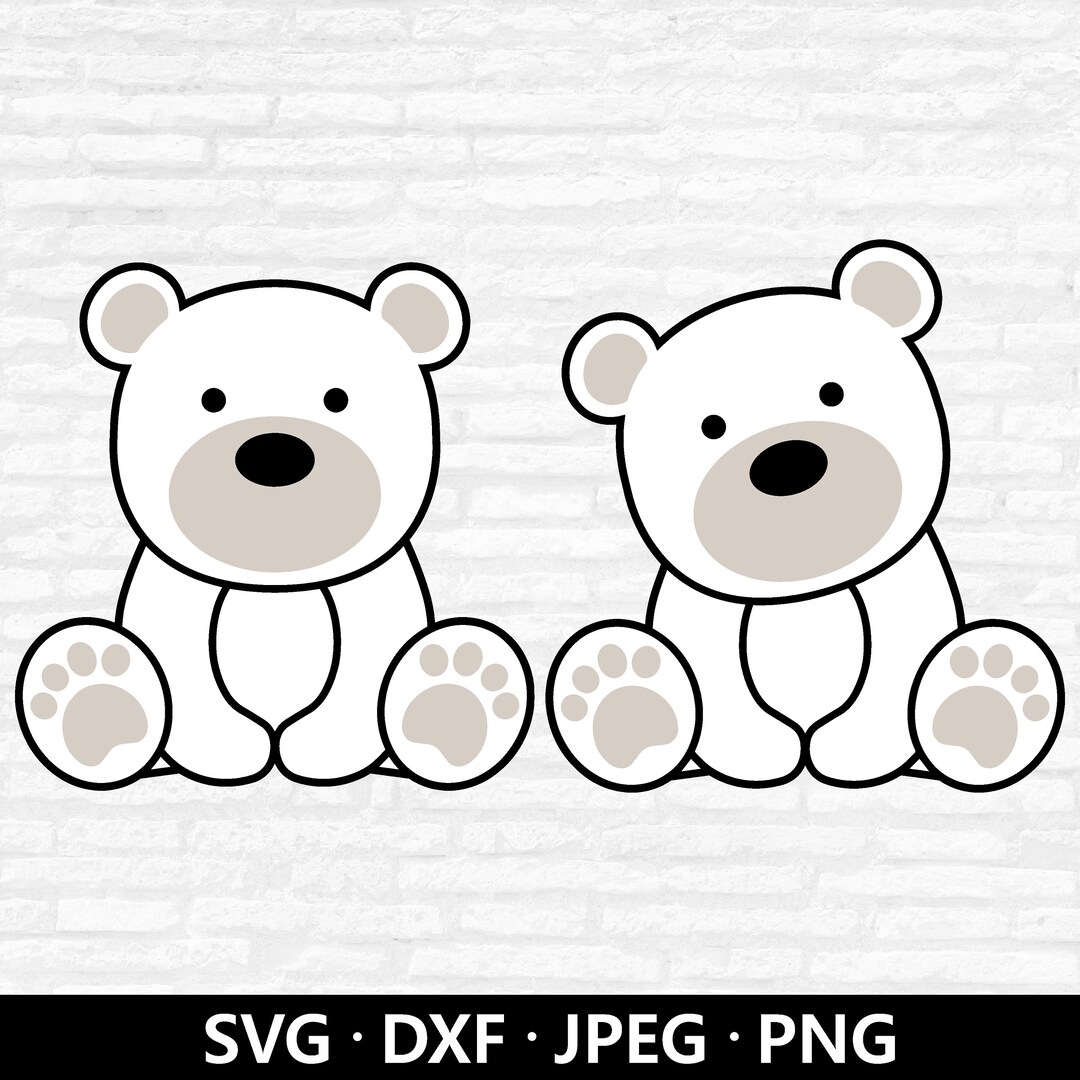 Polar Bear Clipart, Baby Shower Animal PNG SVG DXF Cut Files (digital ...