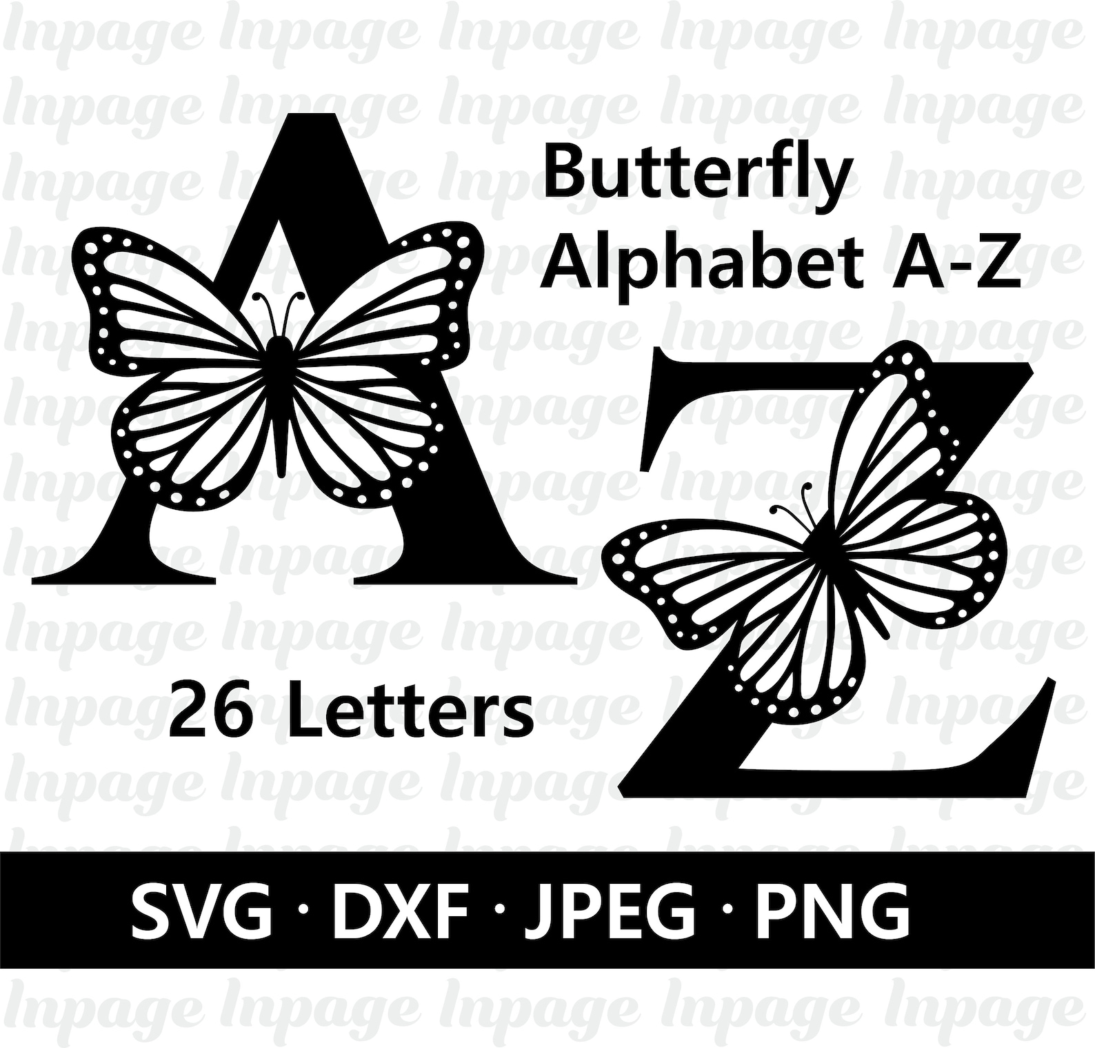 Butterfly Monogram SVG Alphabet Butterfly Alphabet Monogram - Etsy