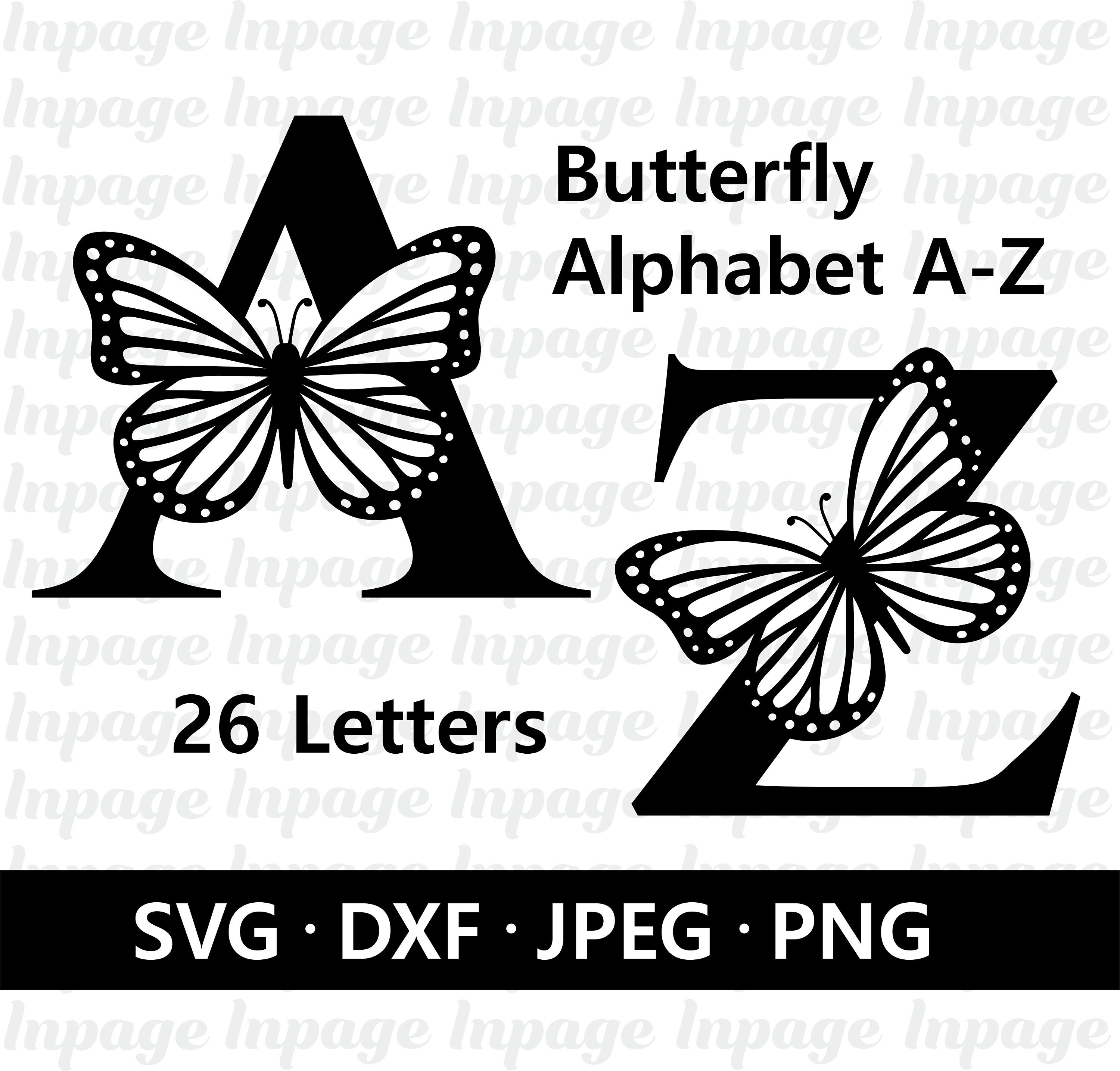 Butterfly Monogram SVG Alphabet Butterfly Alphabet Monogram | Etsy