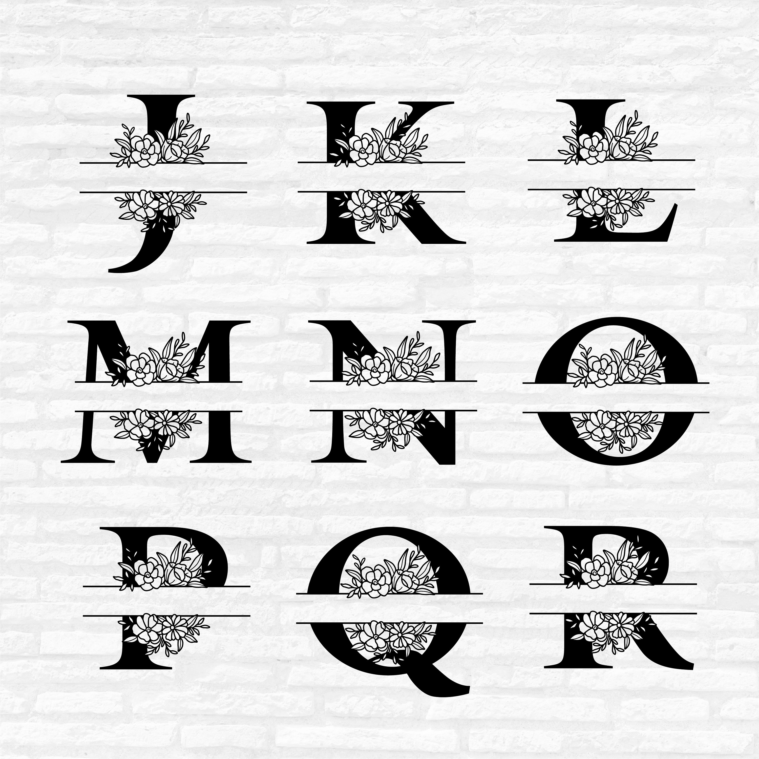 Floral Split Letter SVG: Flower Monogram Vector (digital Download) - Etsy