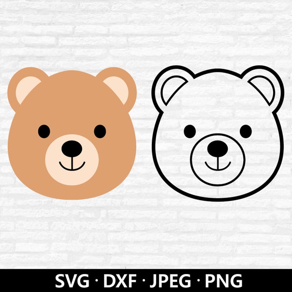 Bear Face Svg - Etsy