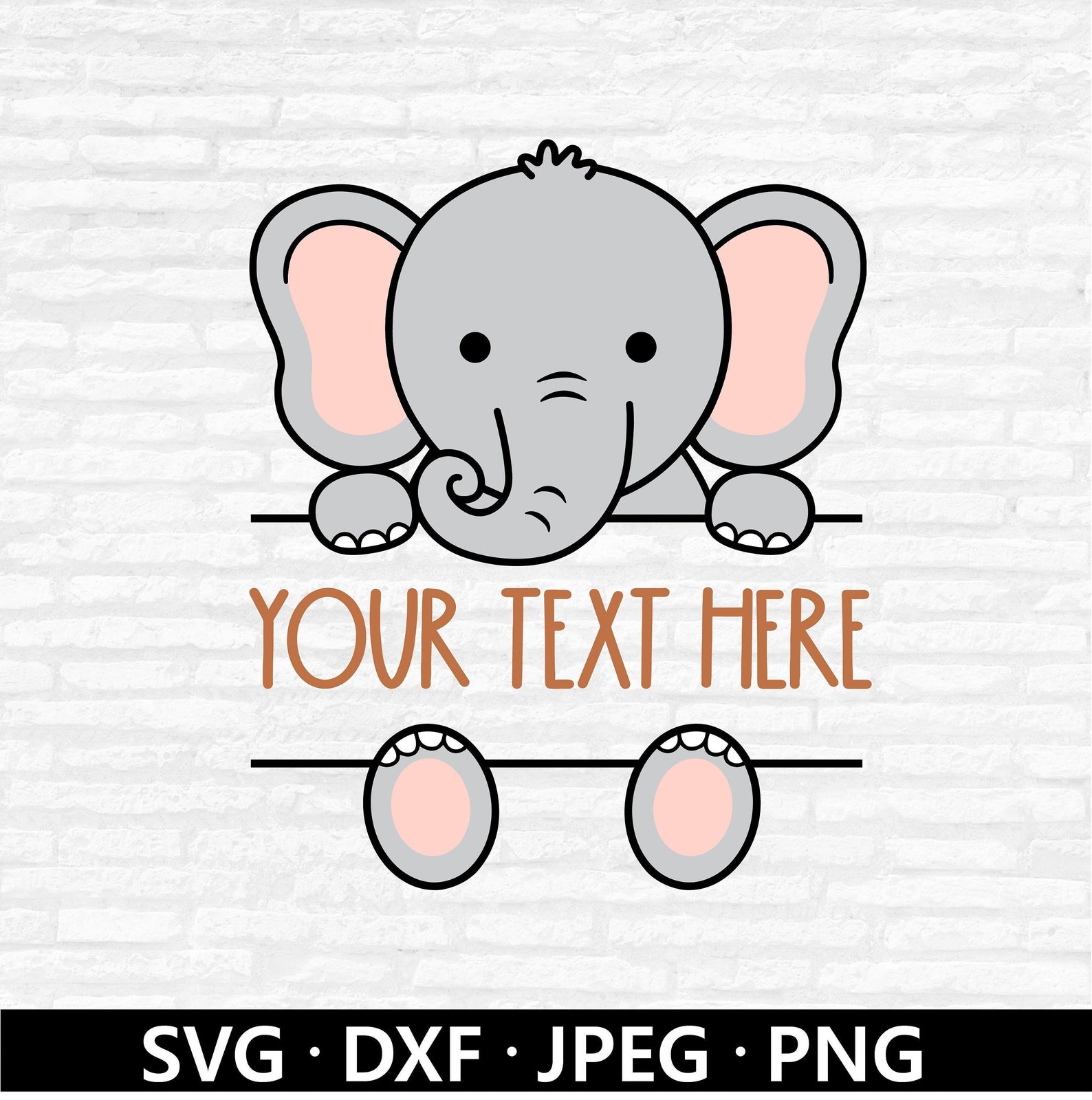 Elephant Monogram SVG Baby Elephant SVG Cute Elephant Girl - Etsy