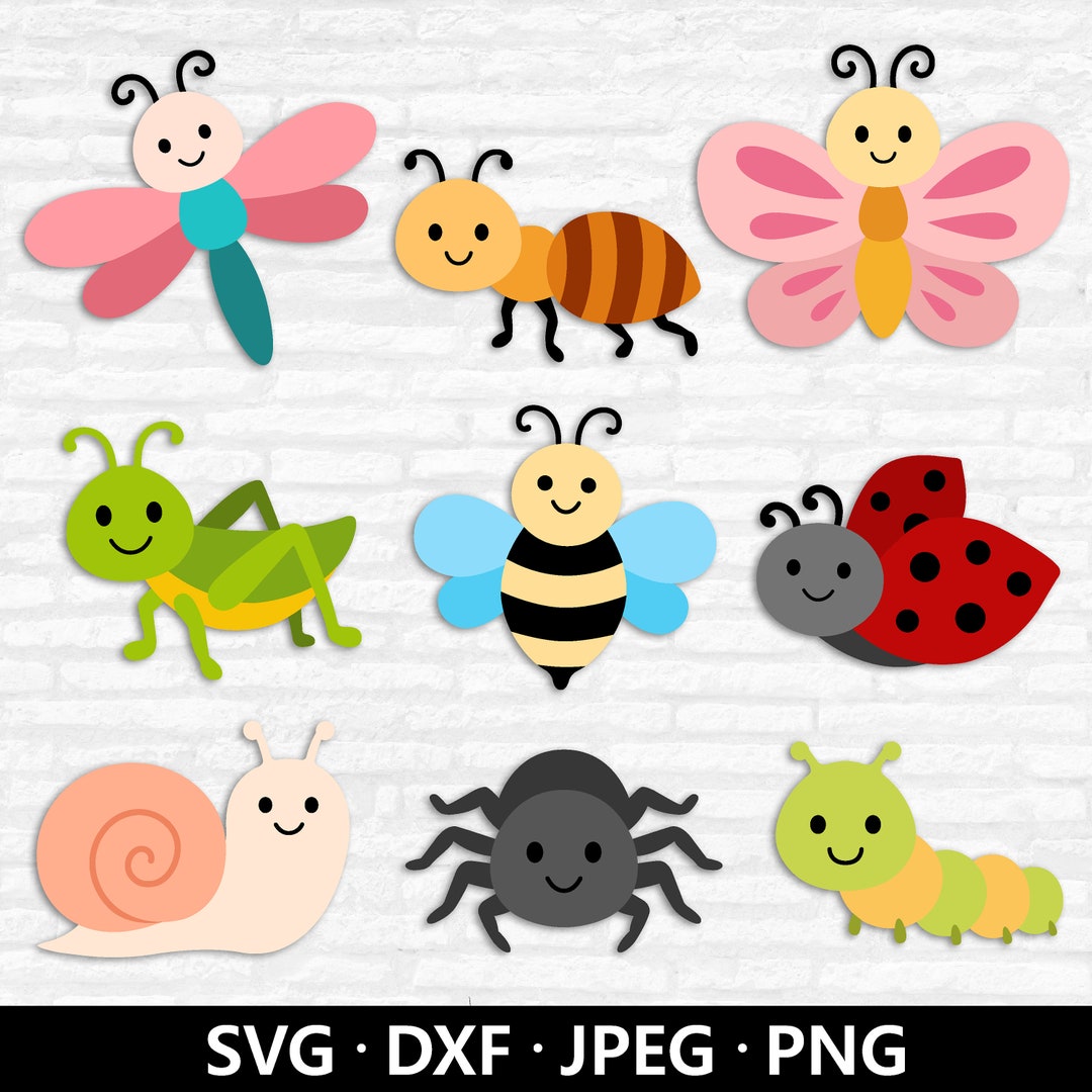 Insects SVG Bundle, Bugs Clipart, Cute Insect SVG, Worm SVG, Kids Baby ...