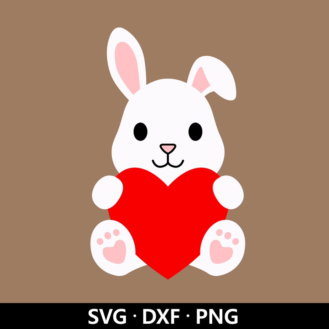 Bunny Heart SVG, Cute Baby Bunny Valentine Vector, Valentine's Day Cut ...