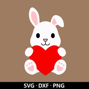 Bunny Heart SVG, Cute Baby Bunny Valentine Vector, Valentine's Day Cut ...