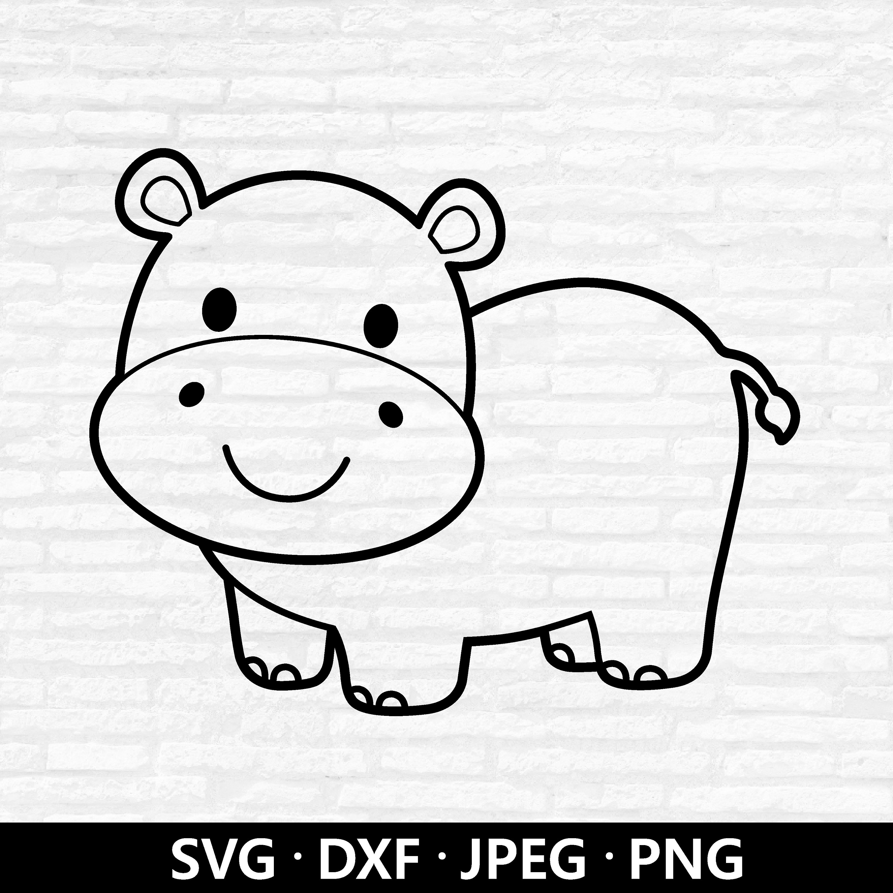 Hippo Outline SVG, file Baby Hippo Cut, Cute Hippo Svg, file Svg ...