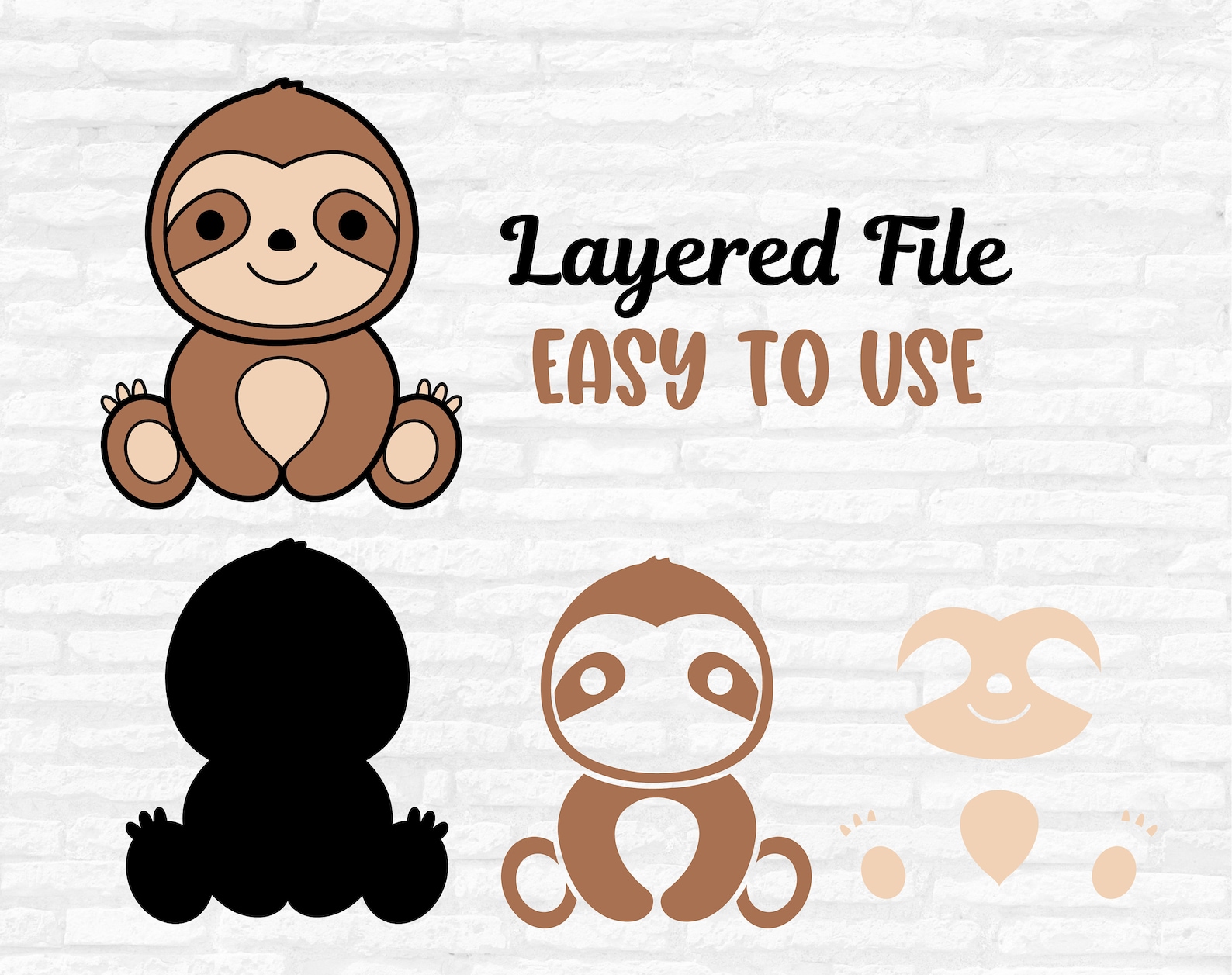 Cute Sloth SVG Sloth SVG Sloth Clipart Baby Sloth Cutting - Etsy