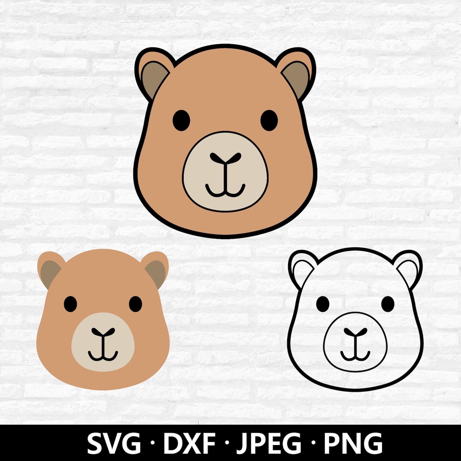 Capybara Face SVG, Jungle Animals Clipart, Cute Capybara Vector ...