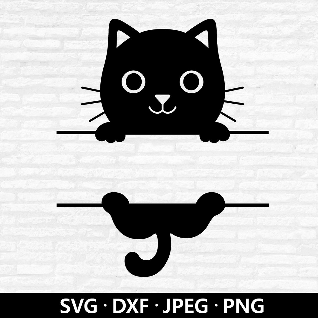 Cat Monogram Svg, Cute Cat Svg, Split Monogram SVG, Cat Cutting File ...