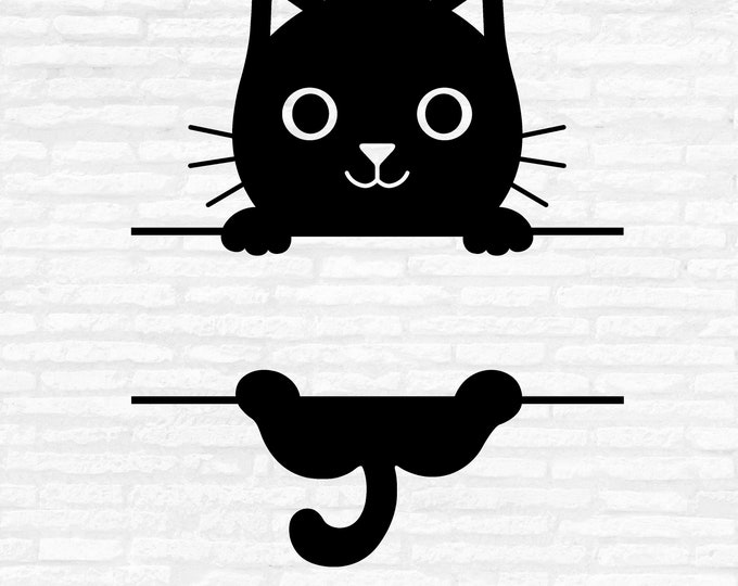Cute Cat Layered SVG Cut File Name Label Frame Monogram Cutting File ...