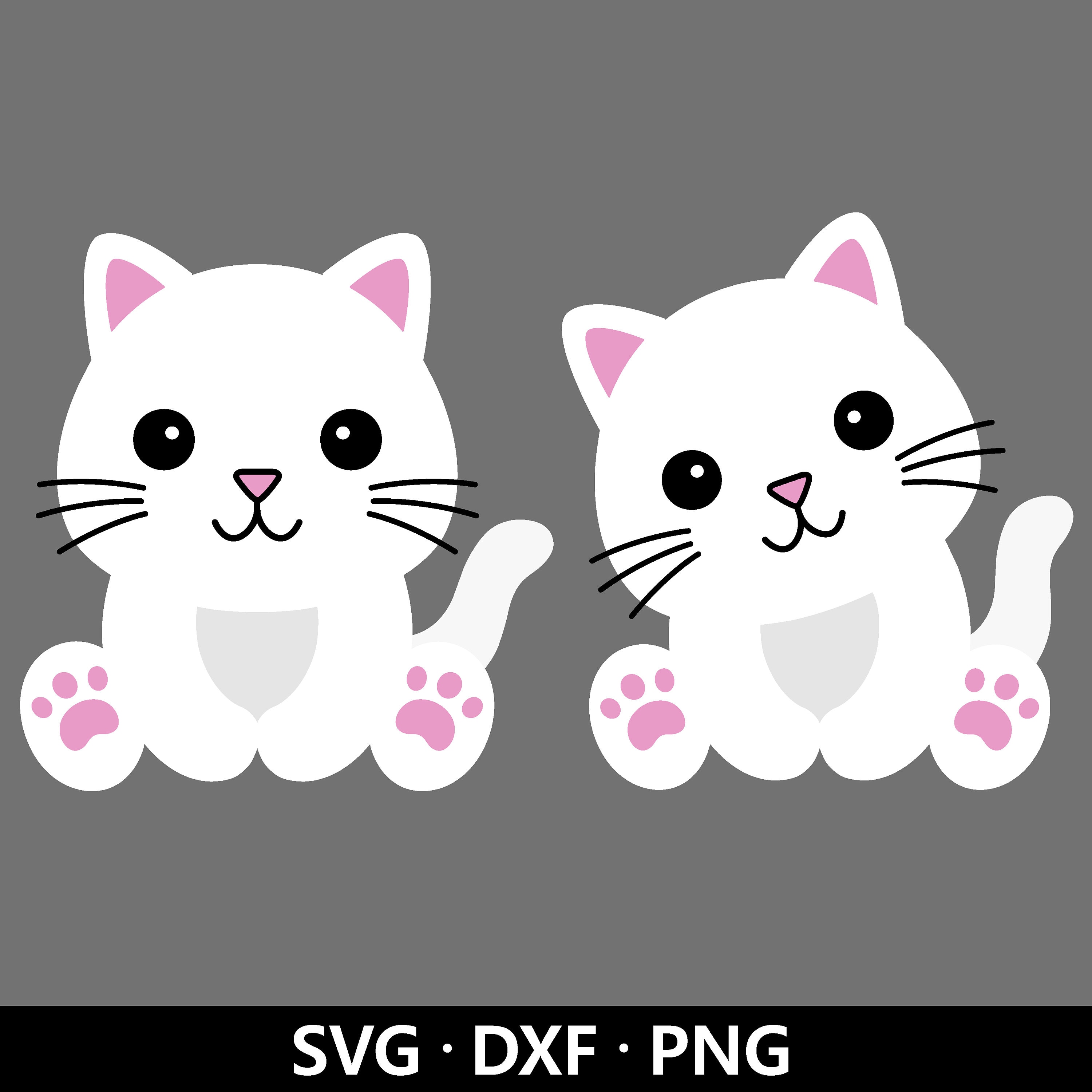 Cute Cat SVG, Kitten Dxf, Baby Cat PNG, Nursery Kids Animal Clipart ...