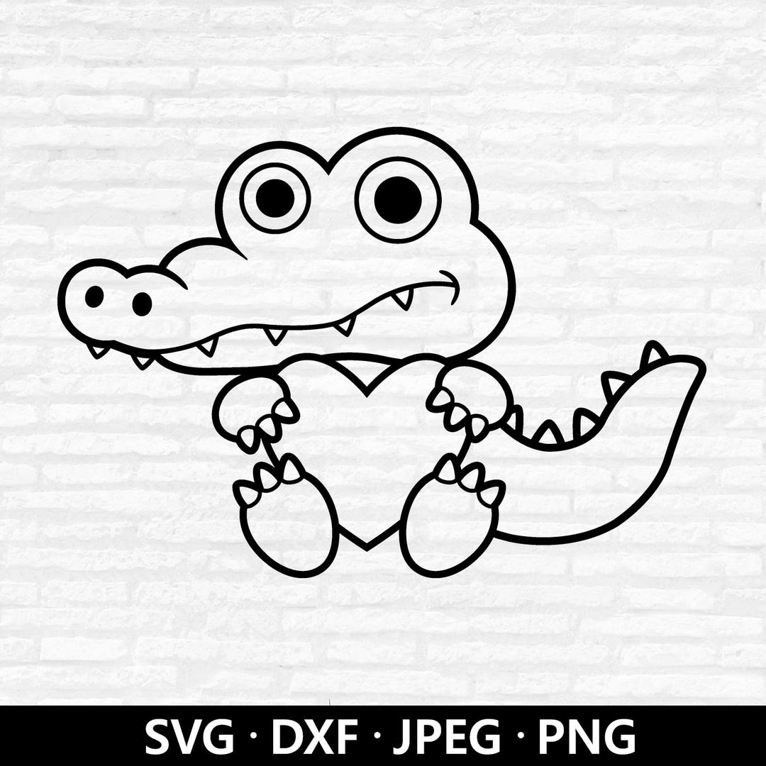 Alligator With Heart SVG, Valentine's Day Animal Clipart, Cute ...