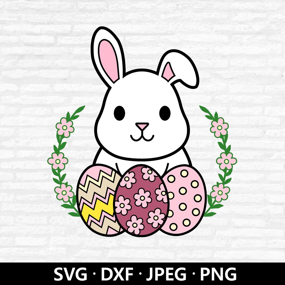 Easter Bunny Floral SVG, Egg Clipart, Spring Rabbit Cut Files (digital ...