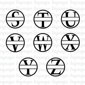 Split Monogram SVG, Split Circle Frame Alphabet, Monogram PNG, Name ...