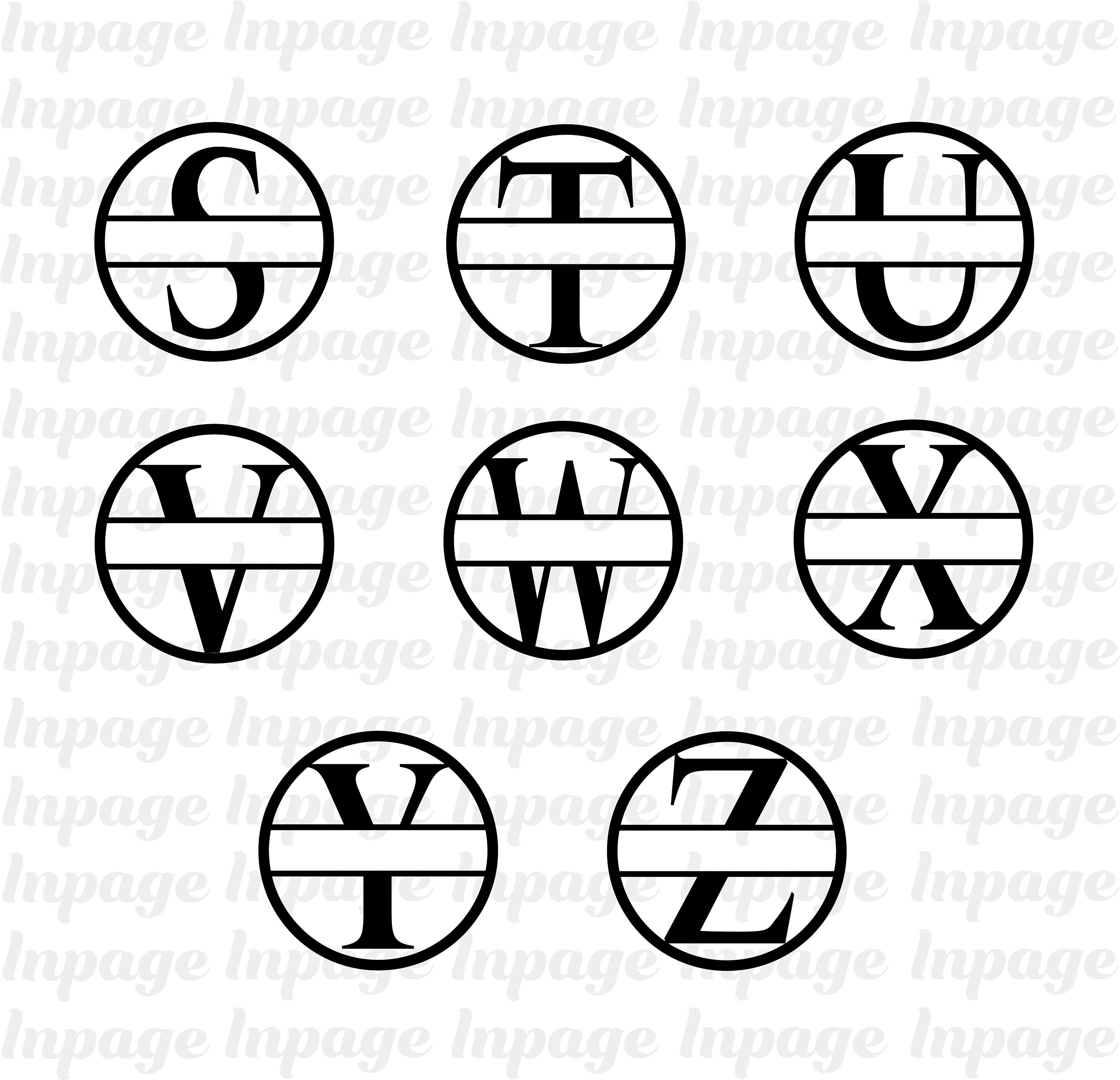 Split Monogram SVG Split Circle Frame Alphabet Digital - Etsy