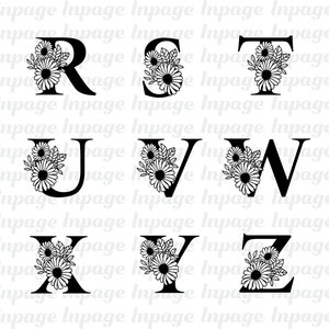 Daisy Alphabet Letter Svg, Floral Alphabet Svg Files for Silhouette ...