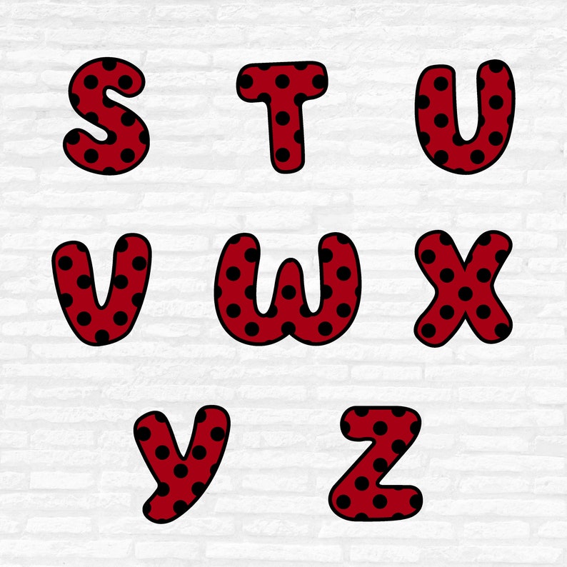 Ladybug Font: Polka Dot Letters & Numbers (digital Download) - Etsy