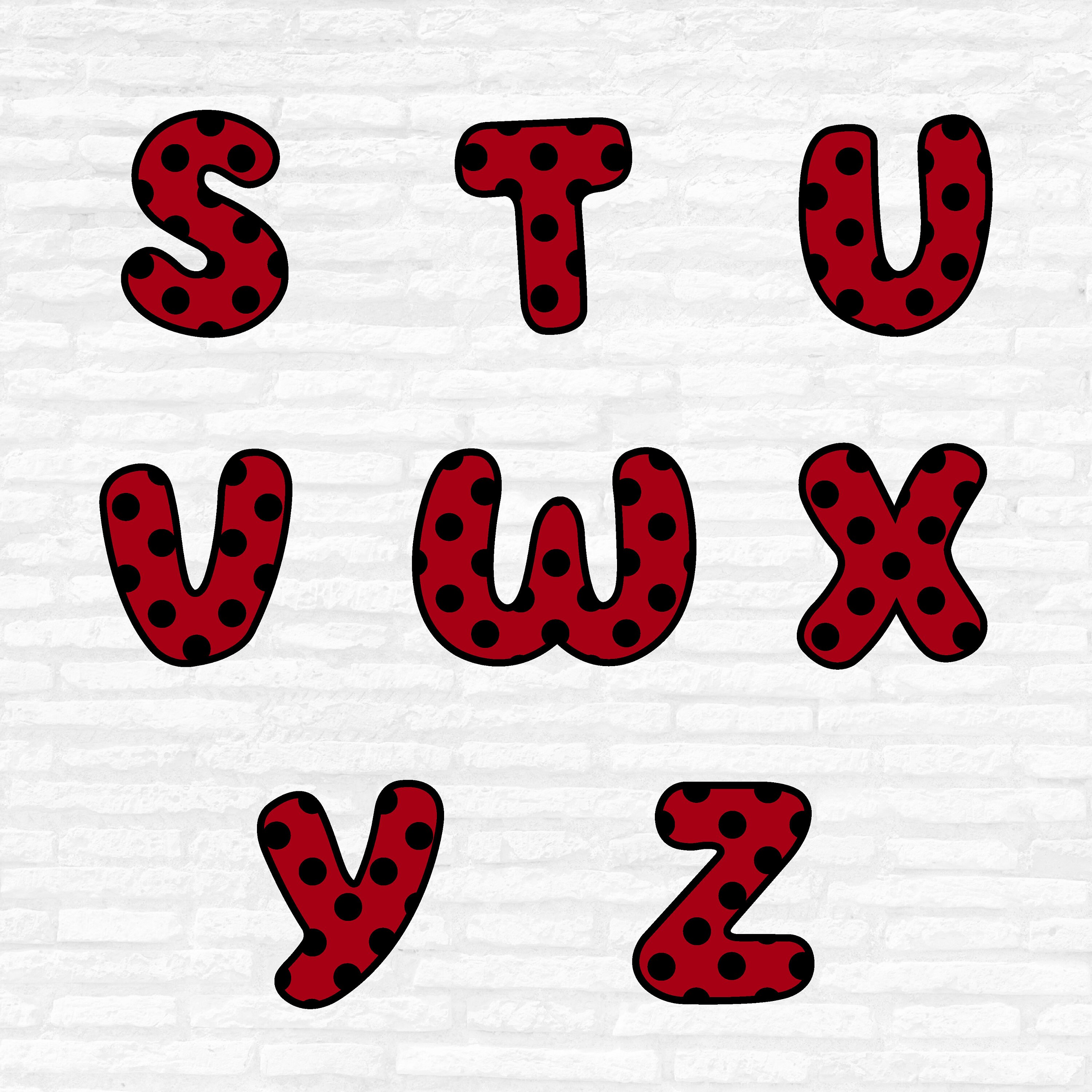 Ladybug Font: Polka Dot Letters & Numbers (digital Download) - Etsy
