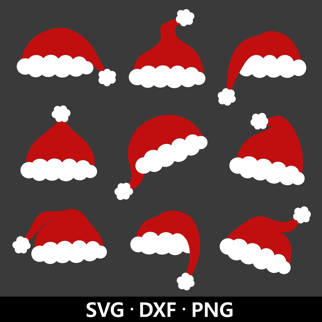 Santa Hat SVG Bundle: Christmas Clipart, Kids Shirt Cut Files (digital ...