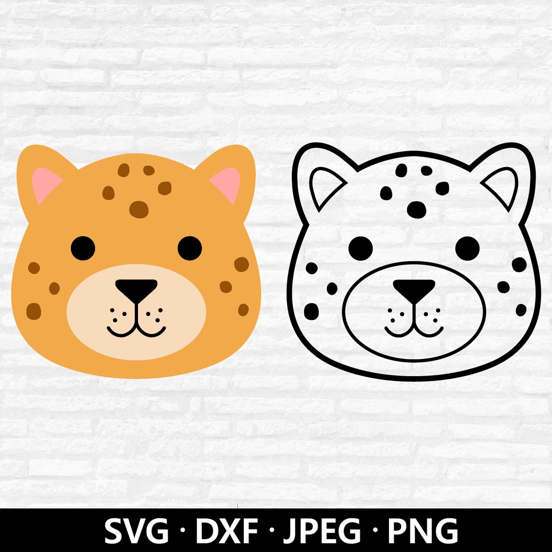 Cheetah Face SVG, Leopard Vector Files, Cute Cheetah Dxf, Leopard ...