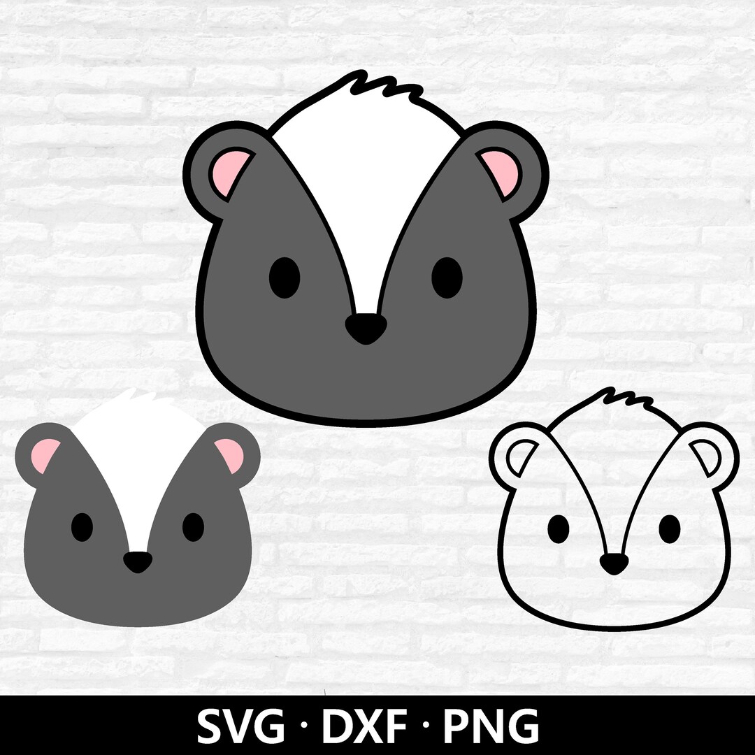 Skunk Face SVG, Skunk Vector Files, Woodland Animal Clipart, Cute ...