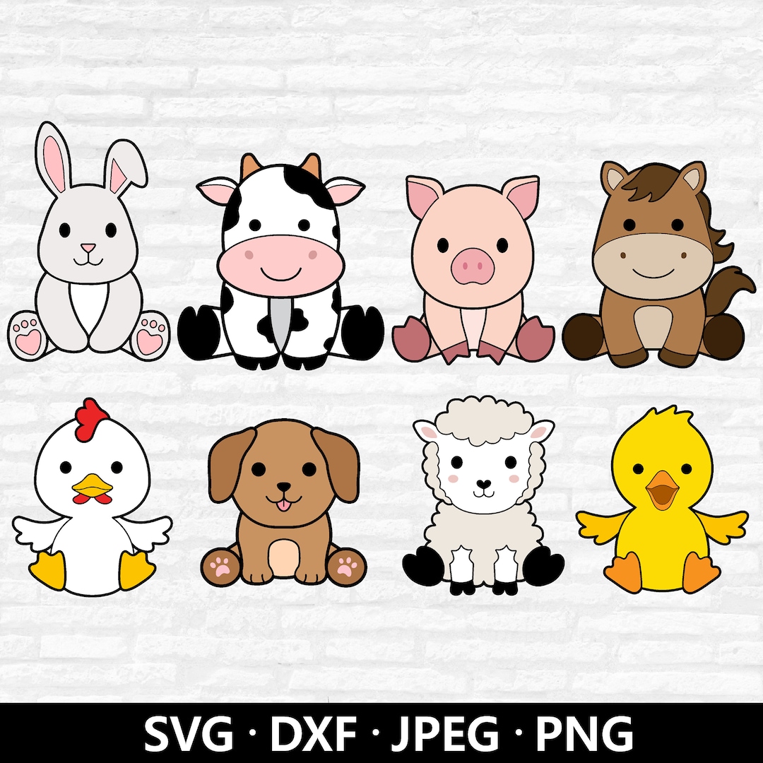 Farm Animals SVG, Animal SVG Bundle, Cute Animals Clipart, Cow Horse ...