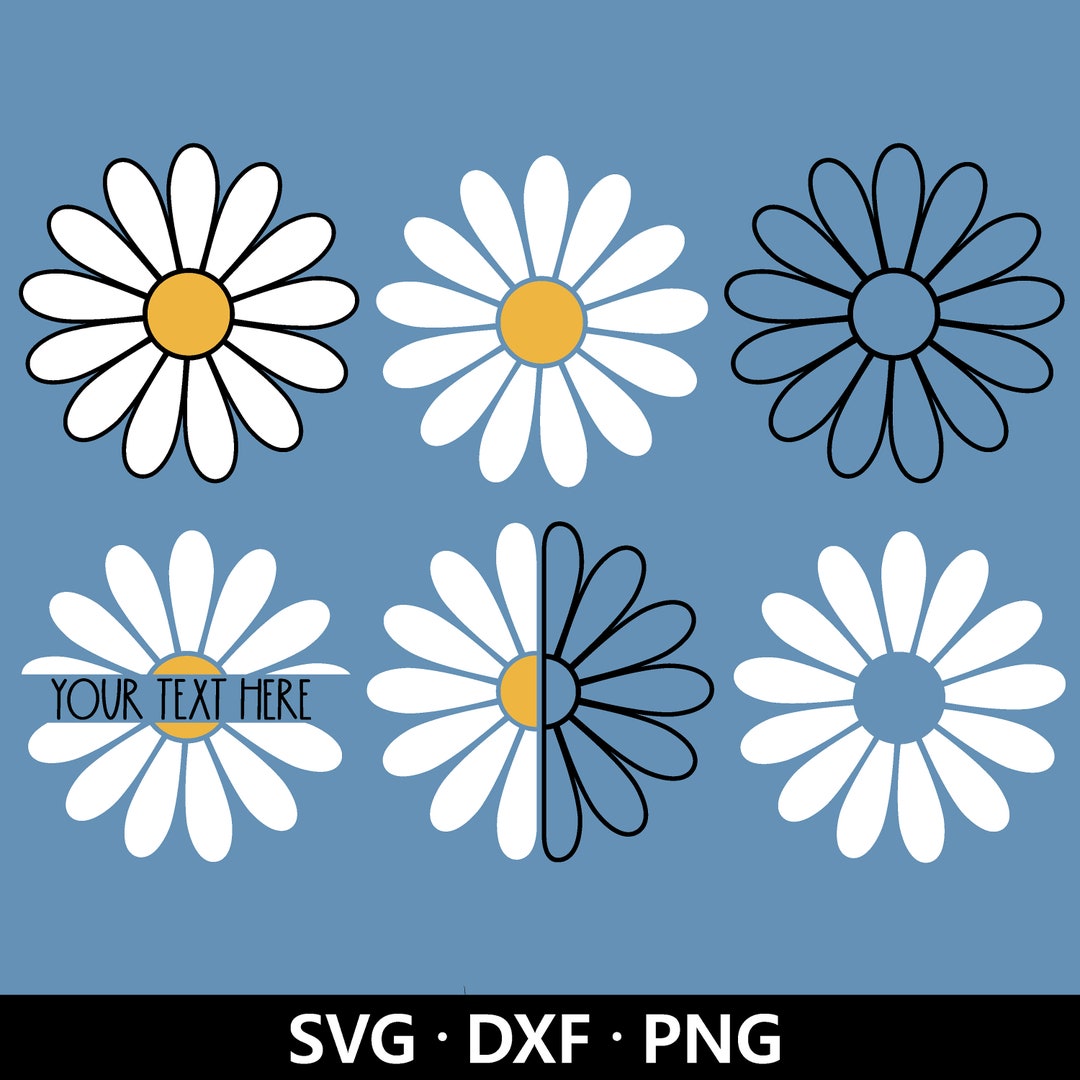 Daisy SVG, Daisy Split Monogram Svg, Flower Svg, Monogram Svg, Half ...