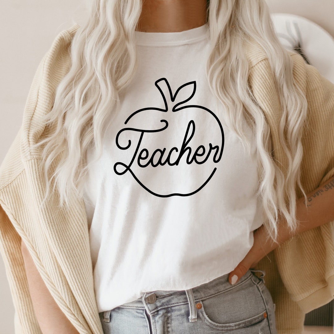 Teacher Apple SVG, Teacher Clipart, Back to School, Teacher Hand Drawn ...