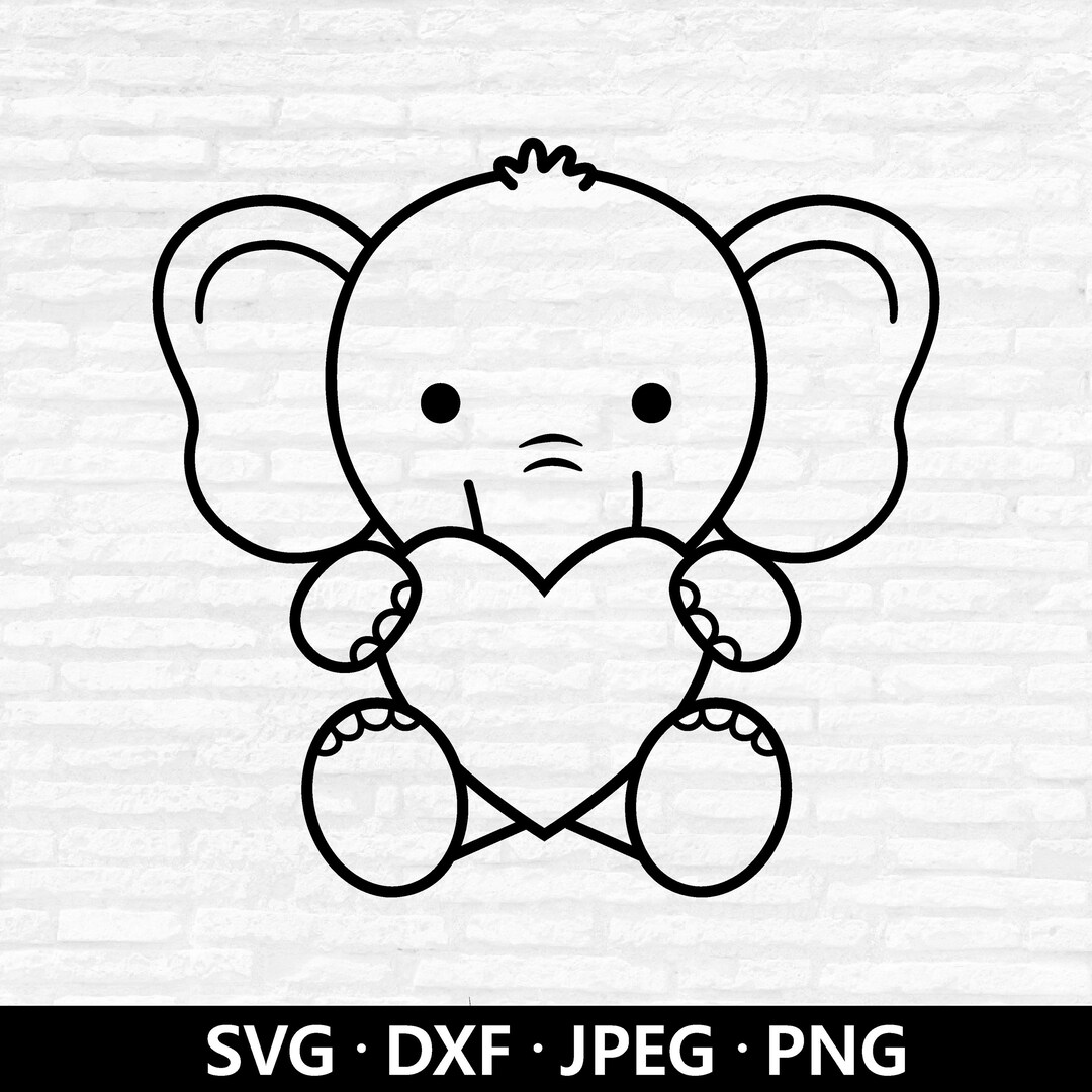 Elephant With Heart SVG, Valentine Elephant Vector, Kids Elephant Shirt ...