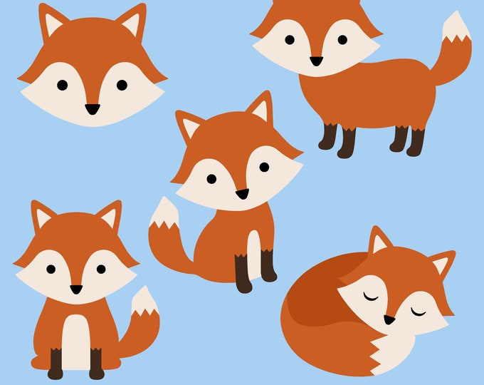 Cute Fox SVG Bundle, Woodland Animal Silhouette, Little Fox Cut File ...