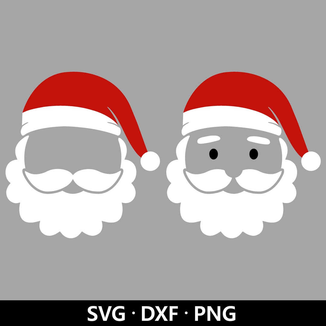 Santa Claus Beard and Hat SVG, Santa Claus Face Vector, Xmas Holiday ...