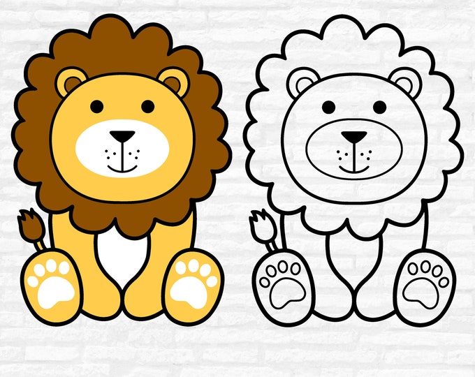 Cute Baby Lion SVG. Cut Files, Silhouette Files. Baby Lion PNG. DXF ...