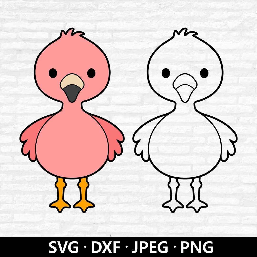 Baby Flamingo SVG: Tropical Clipart, Animal Vector (digital Download ...