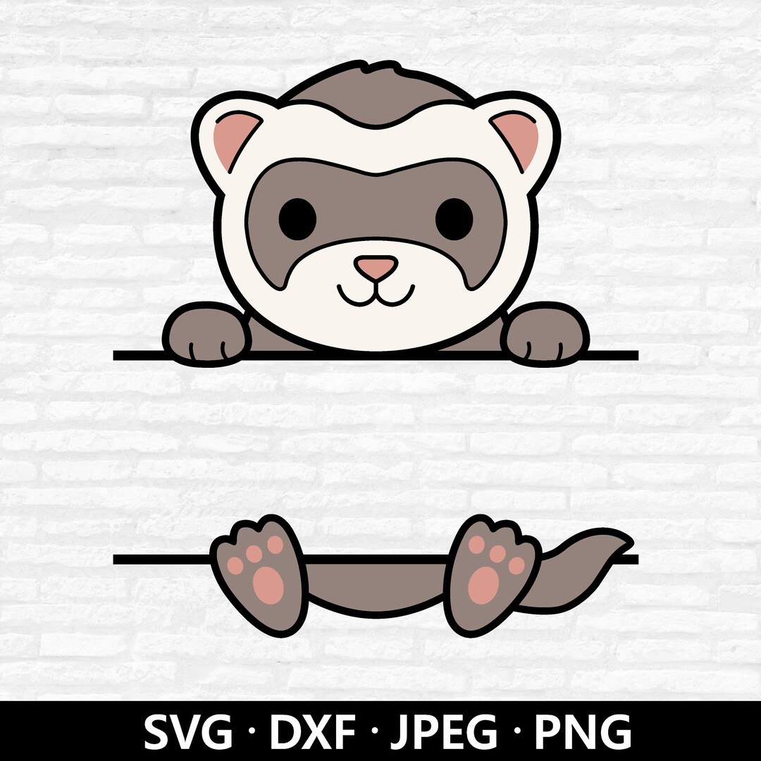 Ferret Monogram SVG: Split Name Frame, Forest Animals Clipart (digital ...