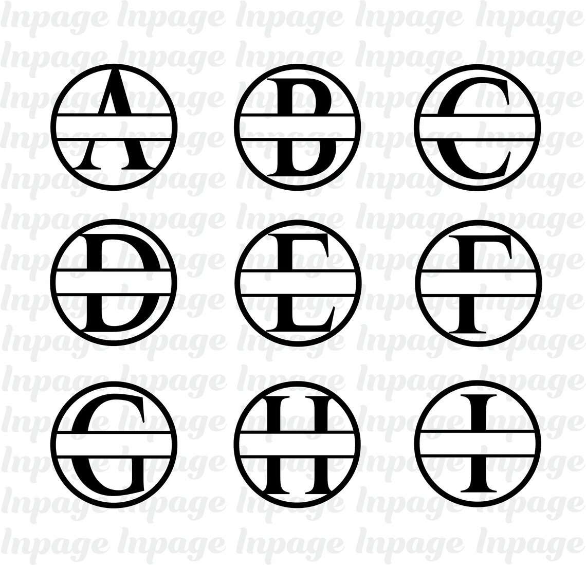 Split Monogram SVG Split Circle Frame Alphabet Digital - Etsy